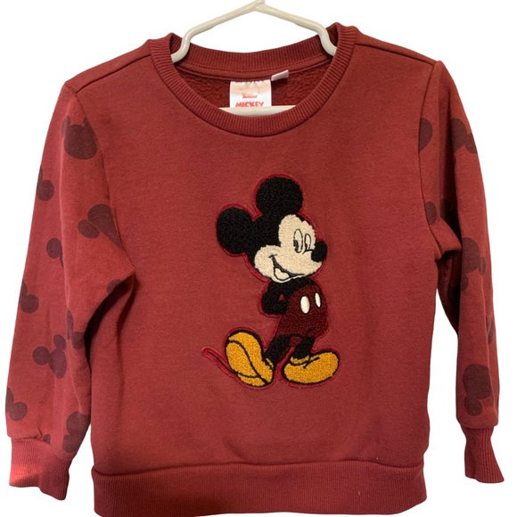 Disney | Shirts & Tops | Disney Kids Maroon Mickey Mouse Sweatshirt ...
